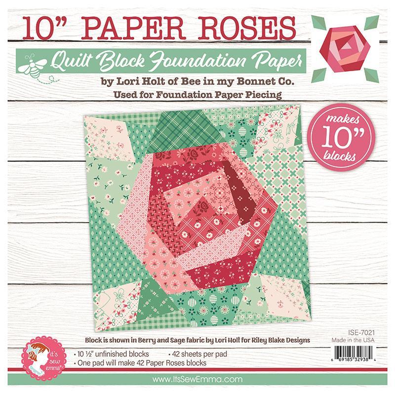 10" Paper Roses Quilt Block Foundation Papers by It's So Emma – The ...