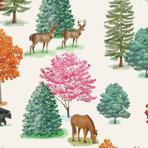 MId-Atlantic Shop Hop Fabric - Trees & Animals on Cream – The Sewing ...