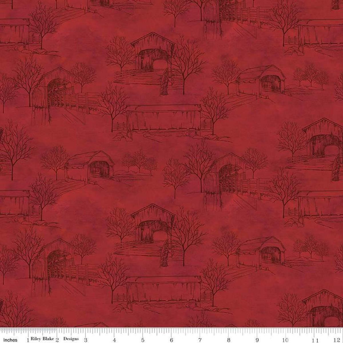 Riley Blake Covered Bridges in Fall - Toile Red – The Sewing Gallery