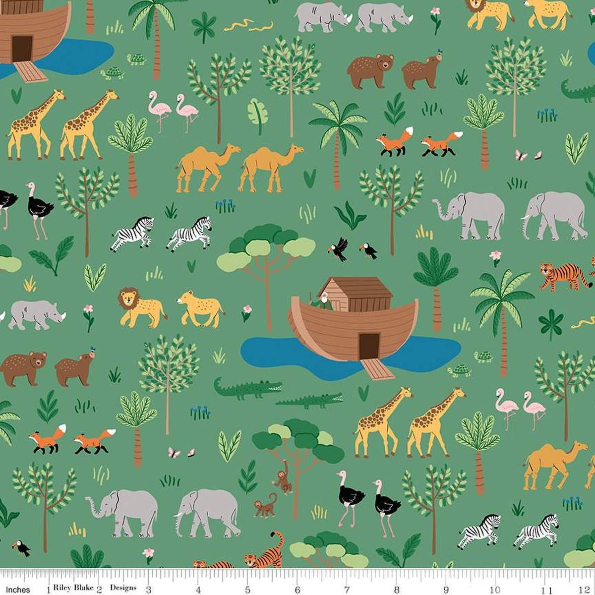 Two By Two - Noah's Ark in Green - Riley Blake – The Sewing Gallery