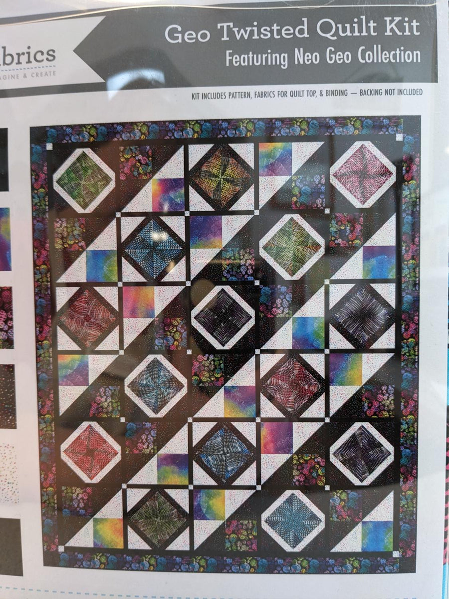 Geo Twisted Quilt Kit - Neo Geo Fabrics 60 x 70 inches – The Sewing Gallery